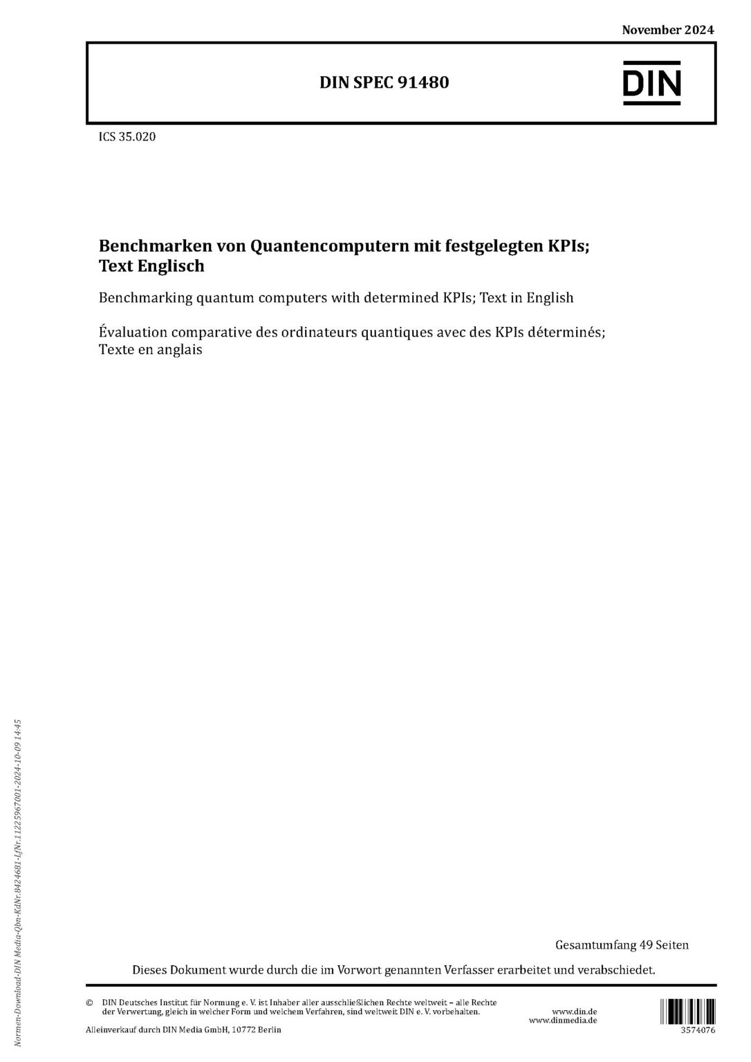 QBN › DIN SPEC – Benchmarking quantum computers with standardized KPIs